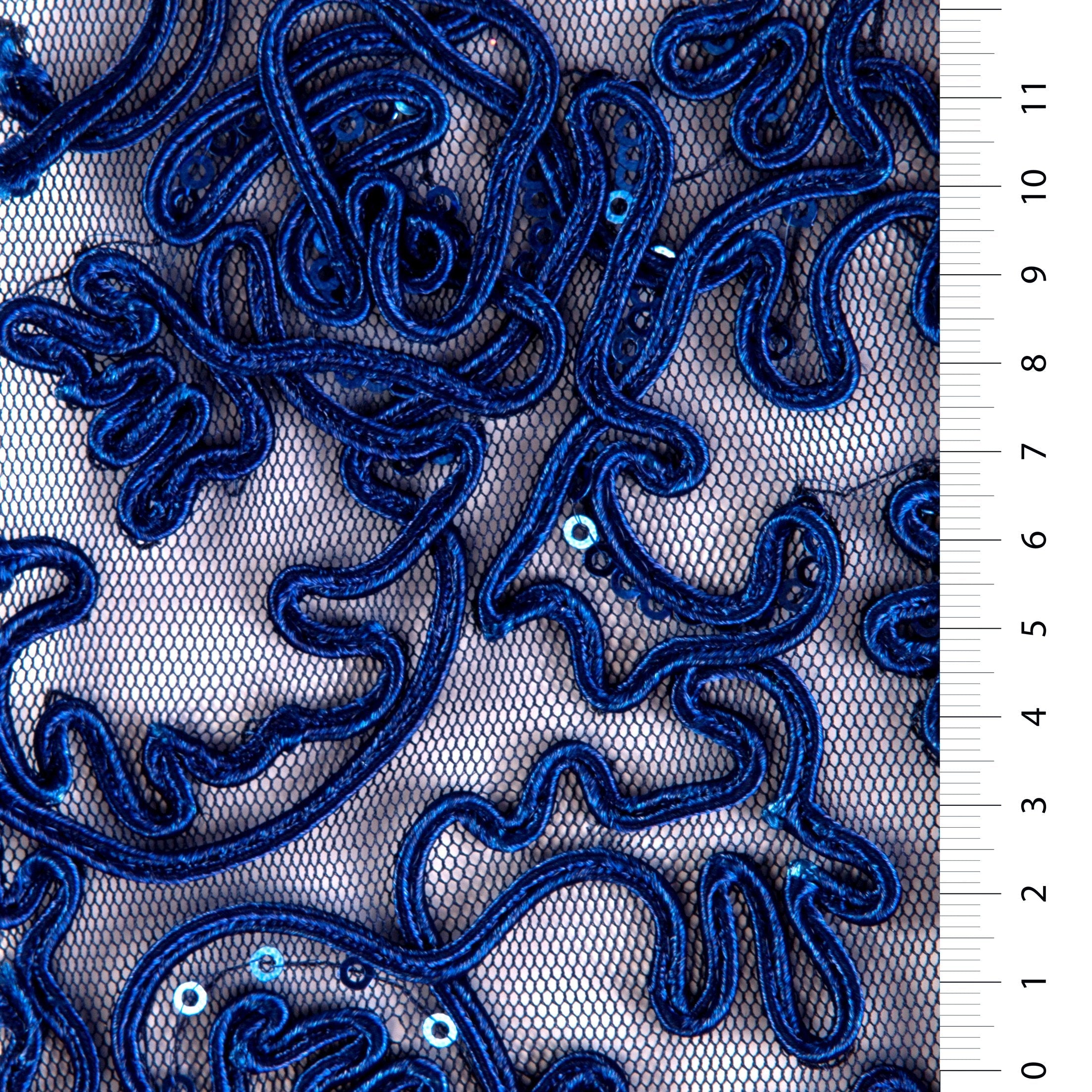 Thick Cord Sequin Embroidered Tulle Fabric | Burç Fabric